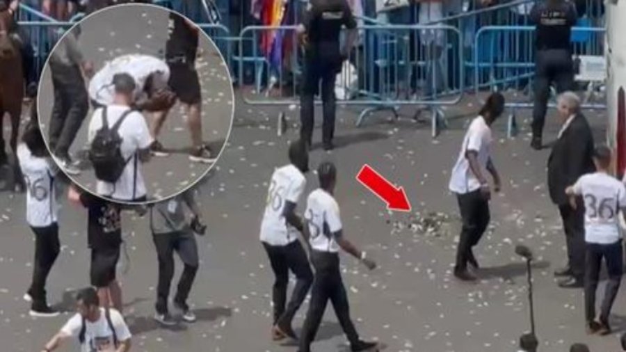 Camavinga steps on horse poop at the end of the celebrations ...