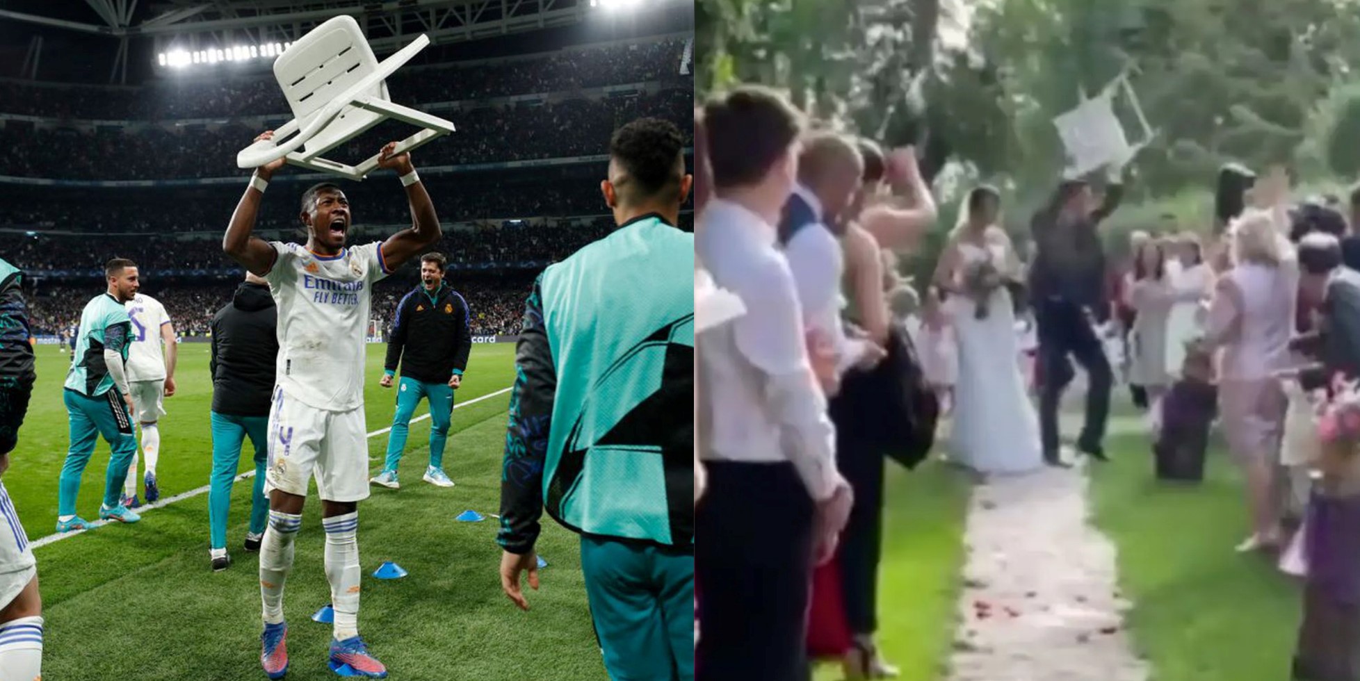 Real Madrid fan performs famous Alaba celebration at his wedding ...