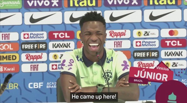 A surprise guest at Vini's press conference with Brazil in Qatar ...