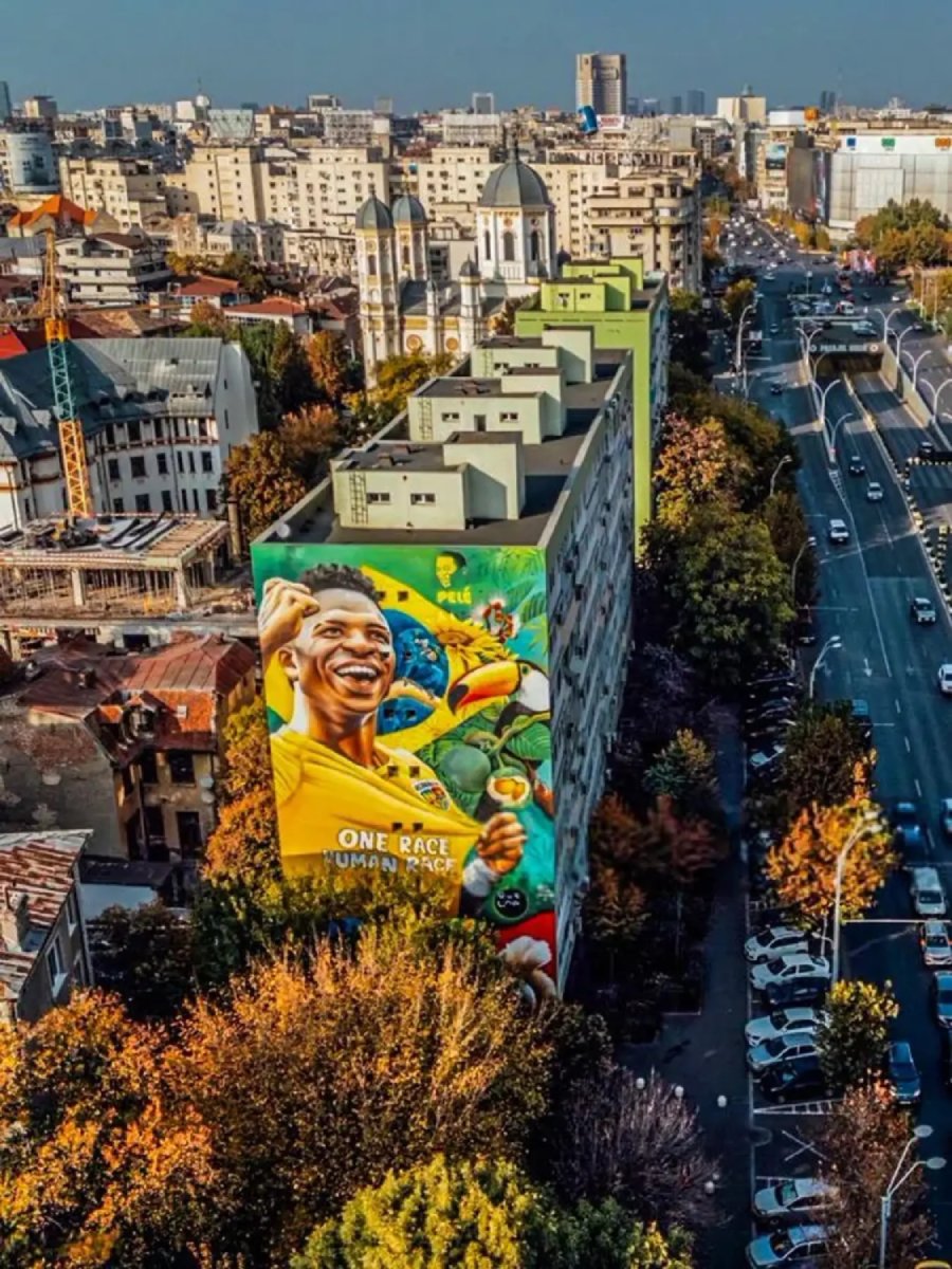 Enorme mural de Vinicius Jr aparece en Bucarest tras la polémica del ...